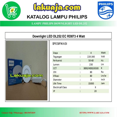 Lampu Philips Downlight LED DL252 EC RD073 4Watt - Lakuaja